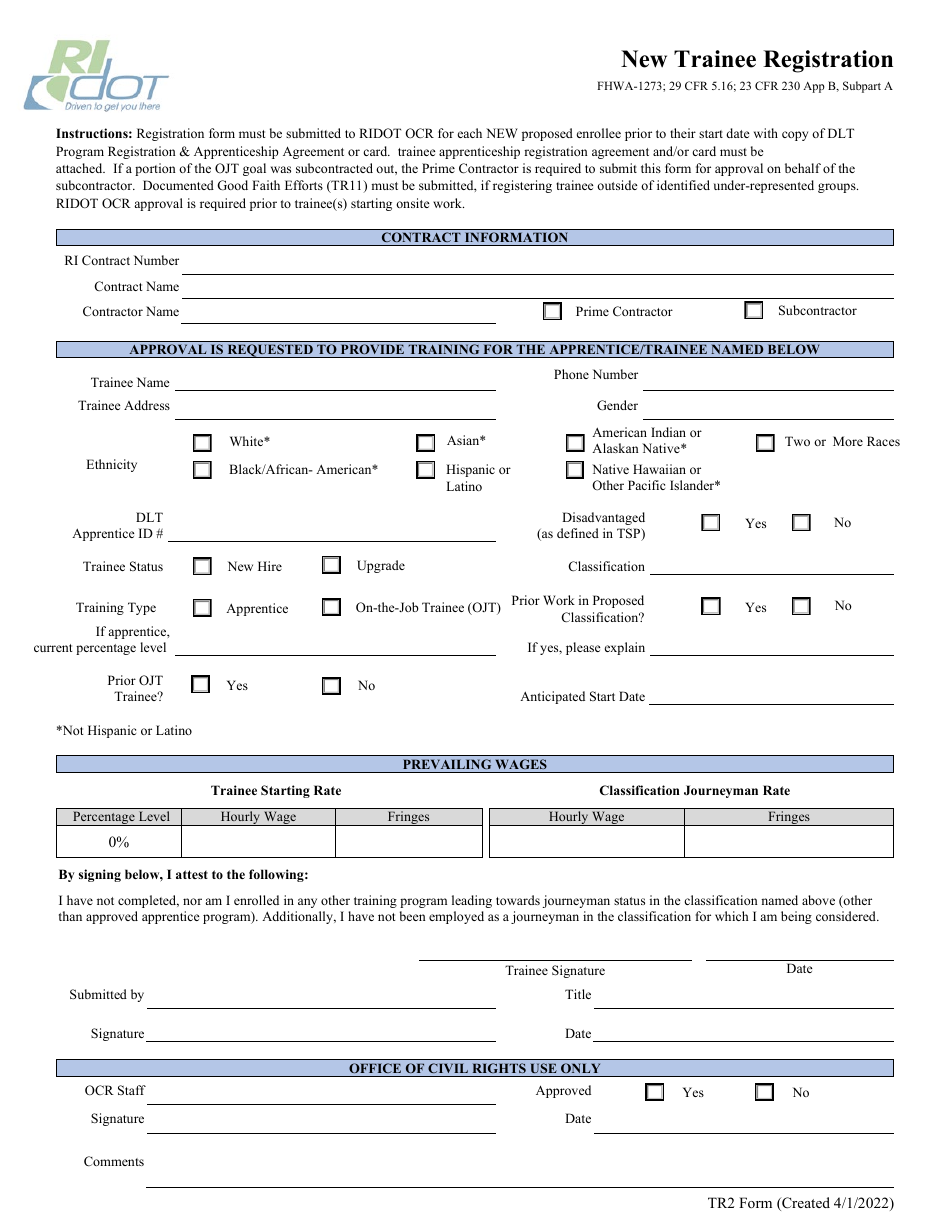 Form TR2 - Fill Out, Sign Online and Download Fillable PDF, Rhode ...