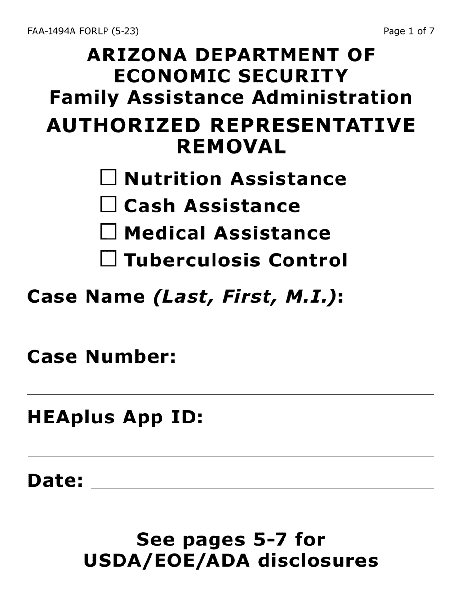 Form FAA-1494A-LP Download Fillable PDF or Fill Online Authorized ...