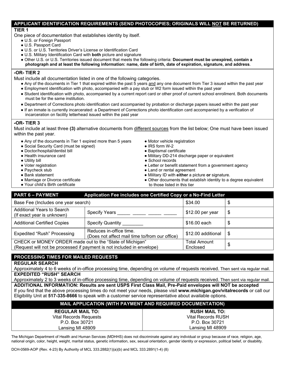Form DCH-0569-AOP Download Fillable PDF or Fill Online Application for ...