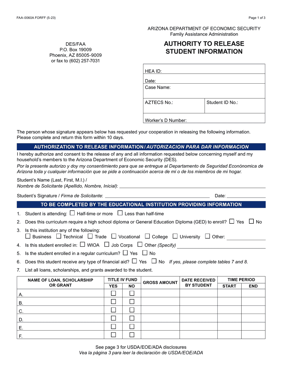 Form FAA-0060A Download Fillable PDF or Fill Online Authority to ...
