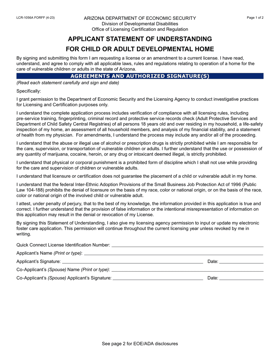 Form LCR-1056A - Fill Out, Sign Online and Download Fillable PDF ...