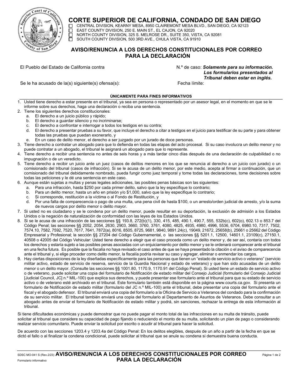 Formulario MO-041 S - Fill Out, Sign Online and Download Printable PDF ...