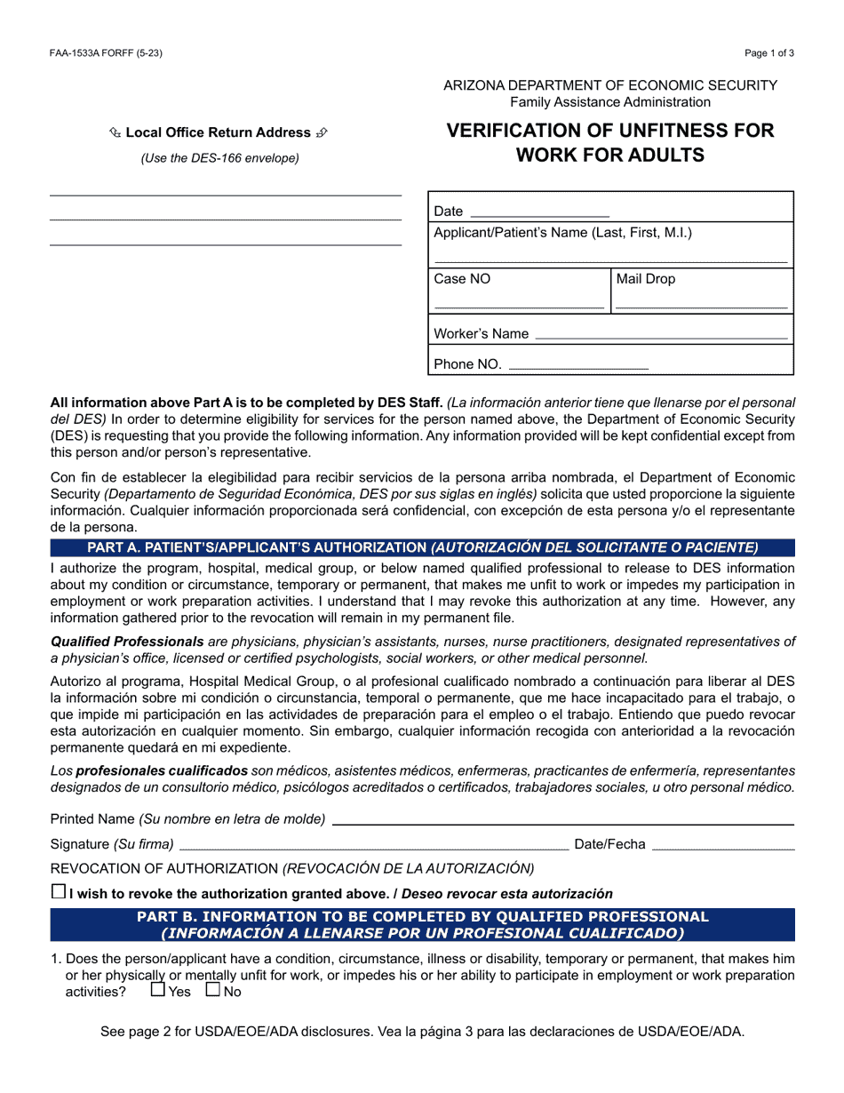 Form FAA-1533A - Fill Out, Sign Online and Download Fillable PDF ...