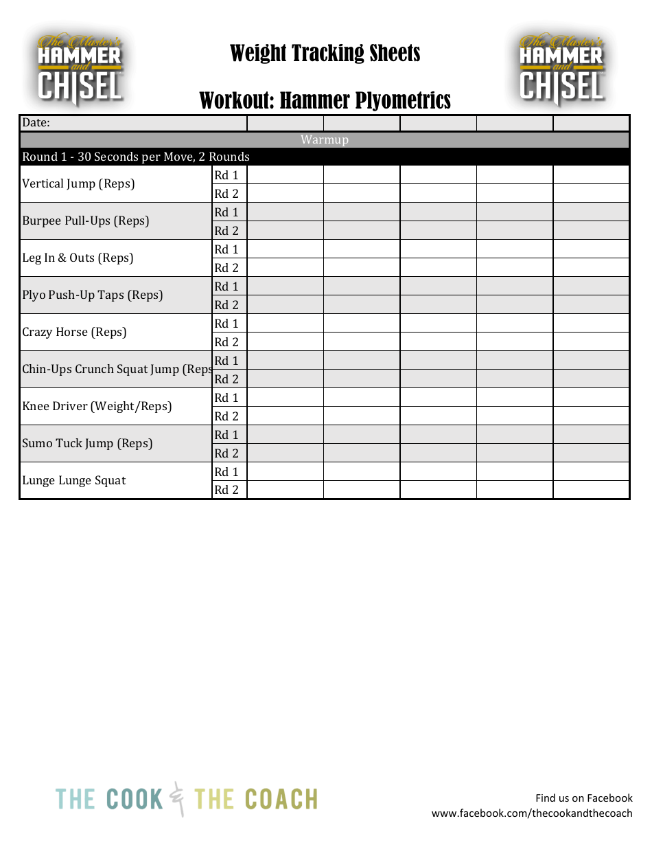 Weight Tracking Sheet Template - Workout: Hammer Plyometrics - the Cook ...