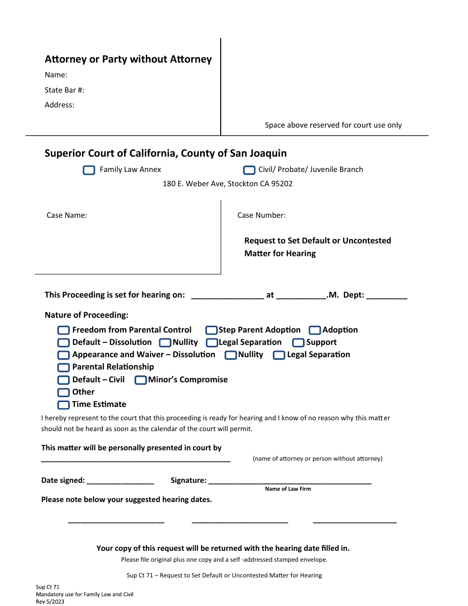 Form Sup Ct71 - Fill Out, Sign Online and Download Fillable PDF, County ...