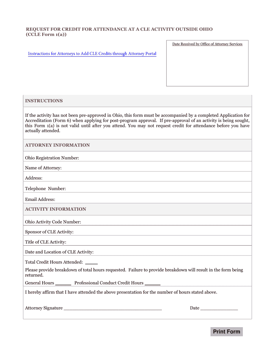 CCLE Form 1(A) - Fill Out, Sign Online and Download Fillable PDF, Ohio ...