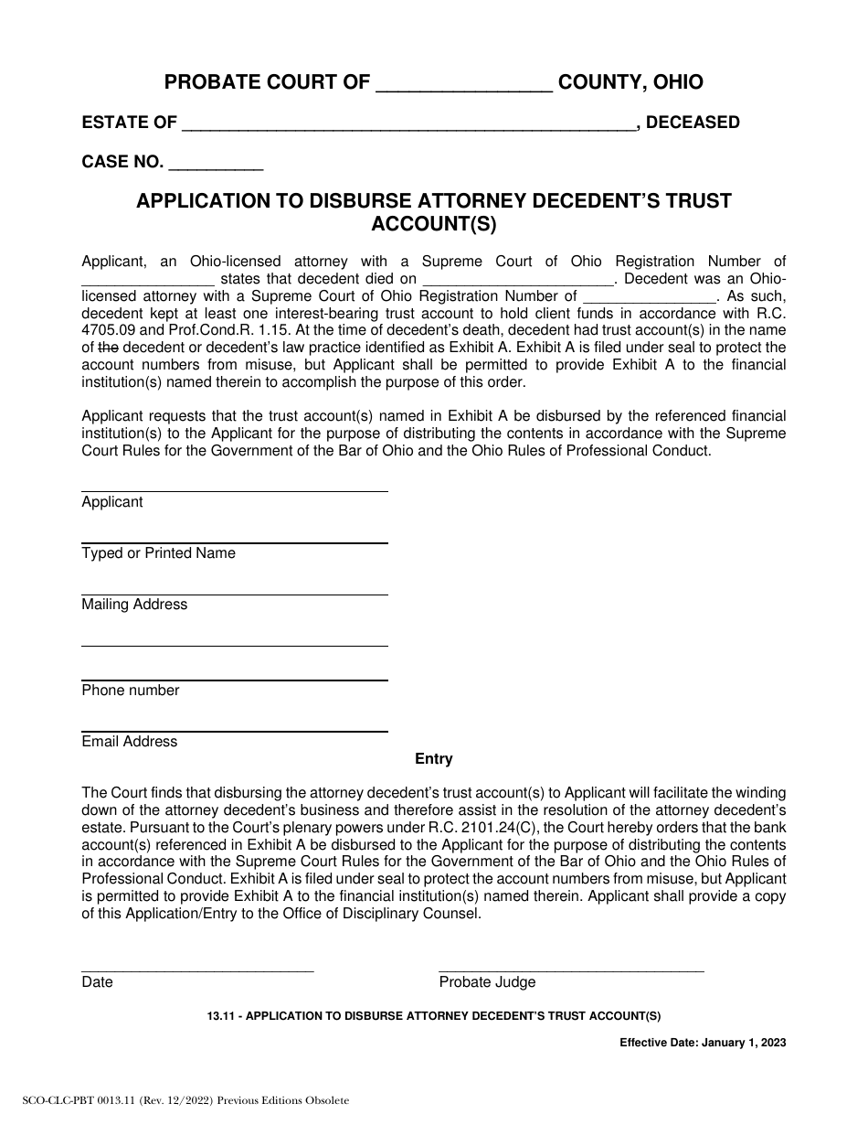 Form 13.11 (SCO-CLC-PBT0013.11) - Fill Out, Sign Online and Download ...