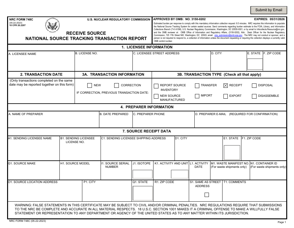 NRC Form 748C Download Fillable PDF or Fill Online National Source ...