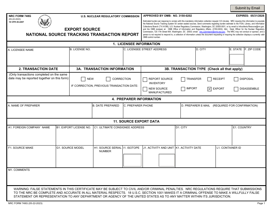 NRC Form 748G - Fill Out, Sign Online and Download Fillable PDF ...
