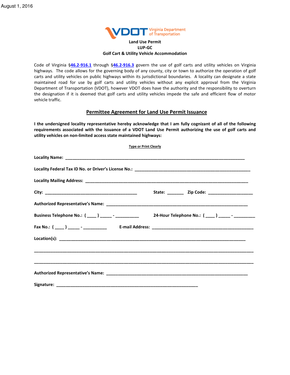 Form LUP-GC - Fill Out, Sign Online and Download Fillable PDF, Virginia | Templateroller