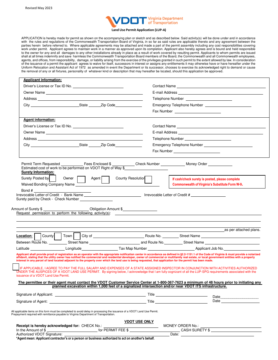 Form LUP-A - Fill Out, Sign Online and Download Printable PDF, Virginia ...