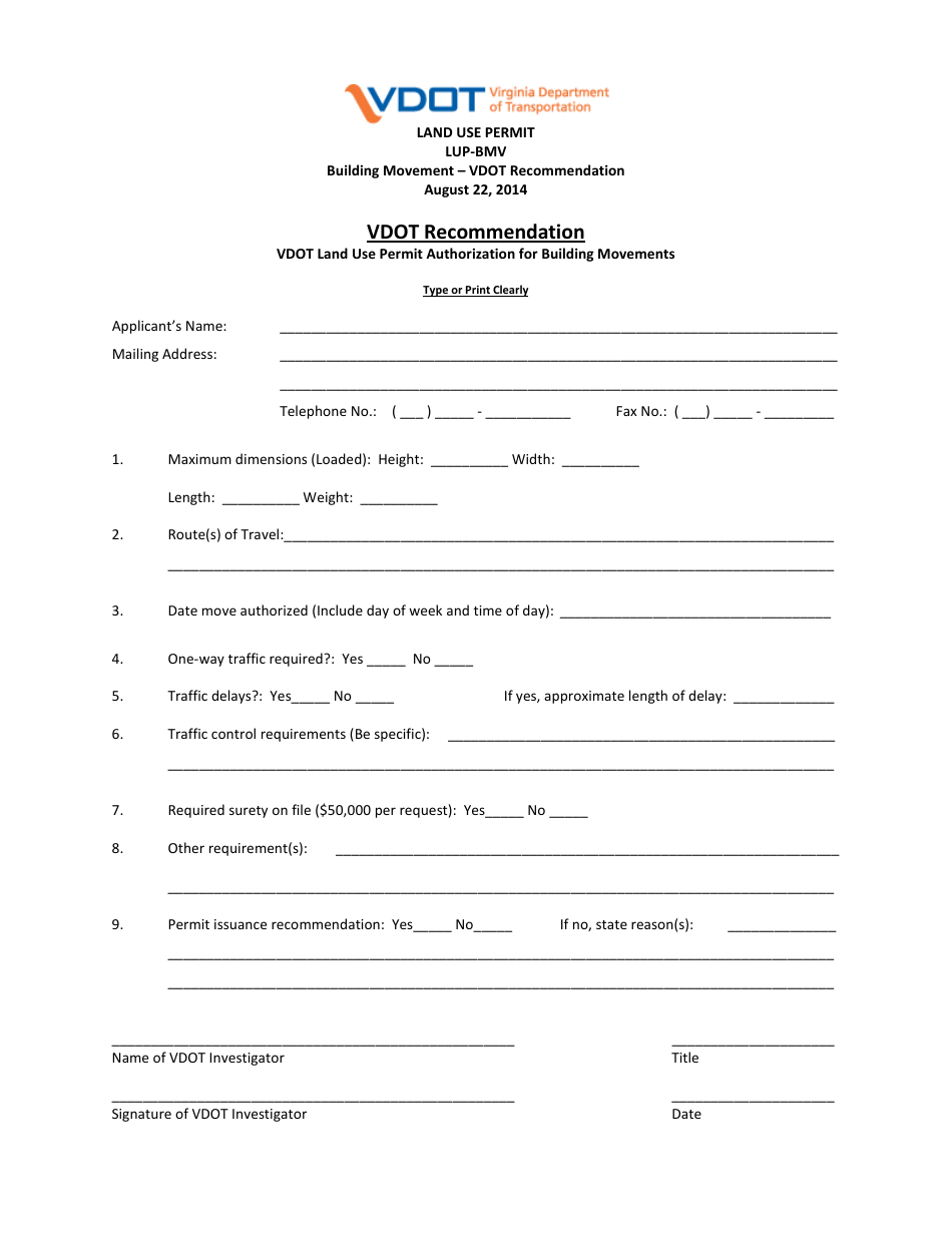 Form LUP-BMV - Fill Out, Sign Online and Download Fillable PDF ...