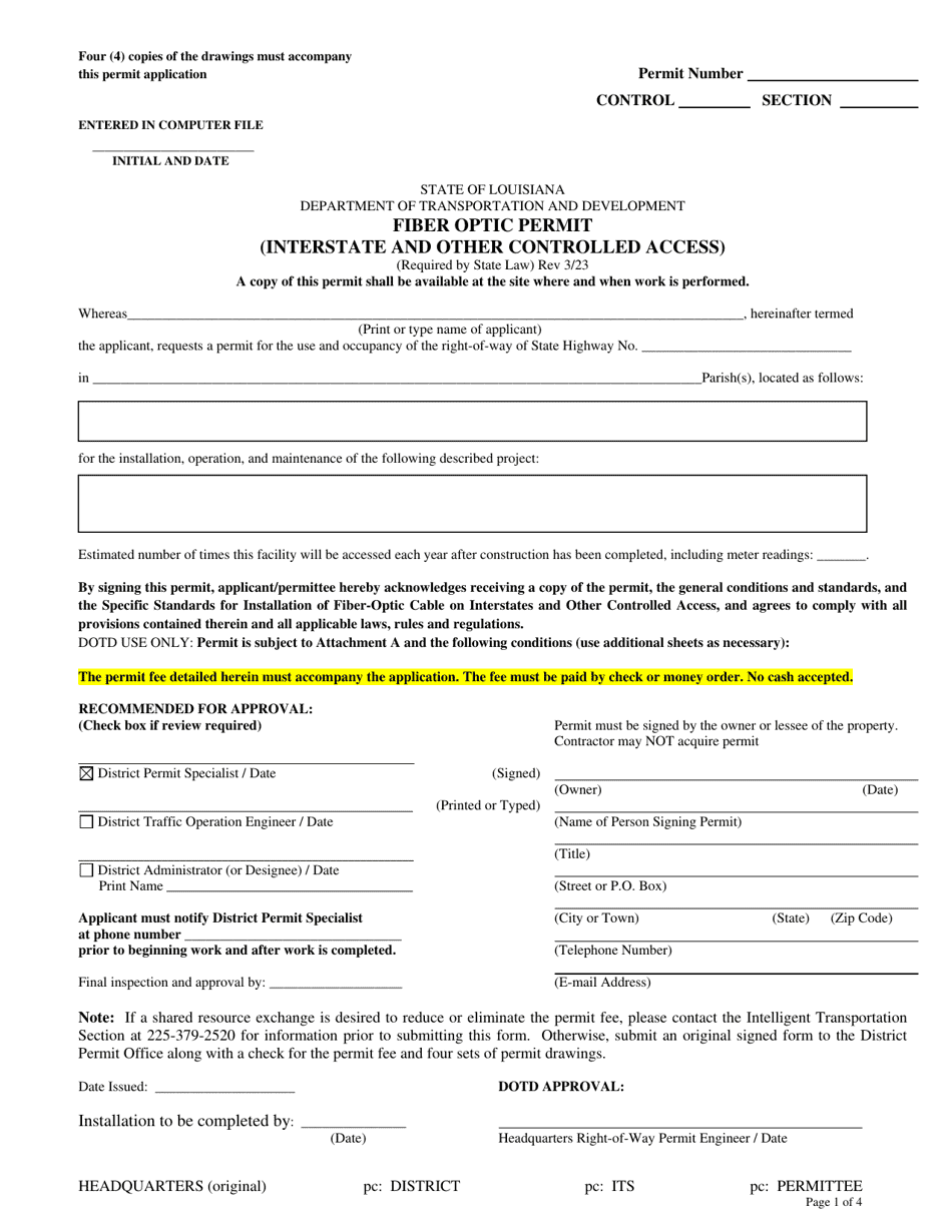 Louisiana Fiber Optic Permit (Interstate and Other Controlled Access ...