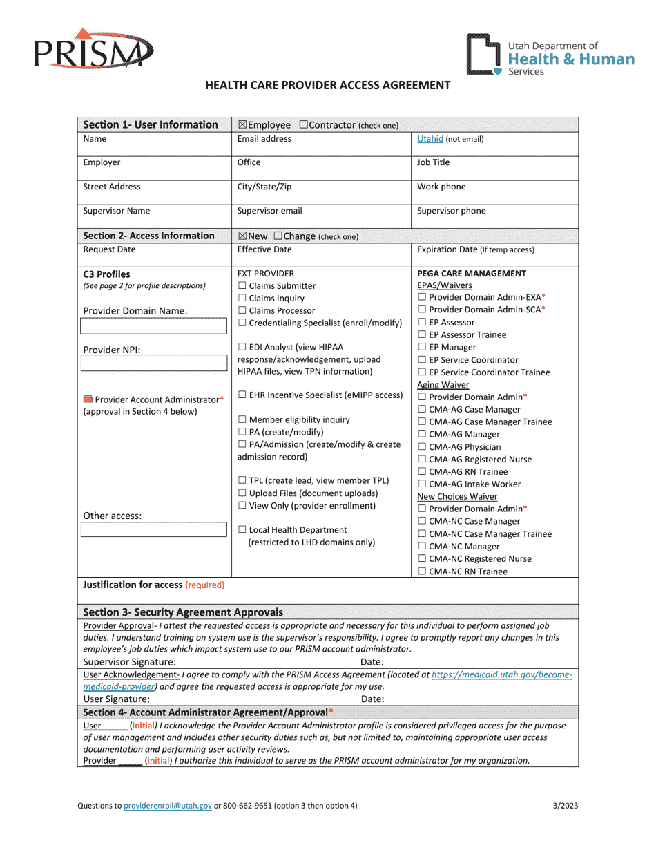 Utah Health Care Provider Access Agreement - Fill Out, Sign Online and ...