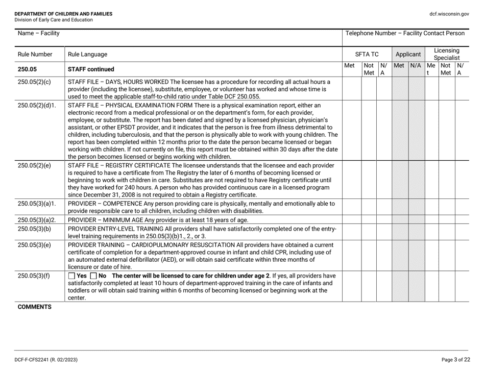 Form DCF-F-CFS2241 - Fill Out, Sign Online and Download Printable PDF ...