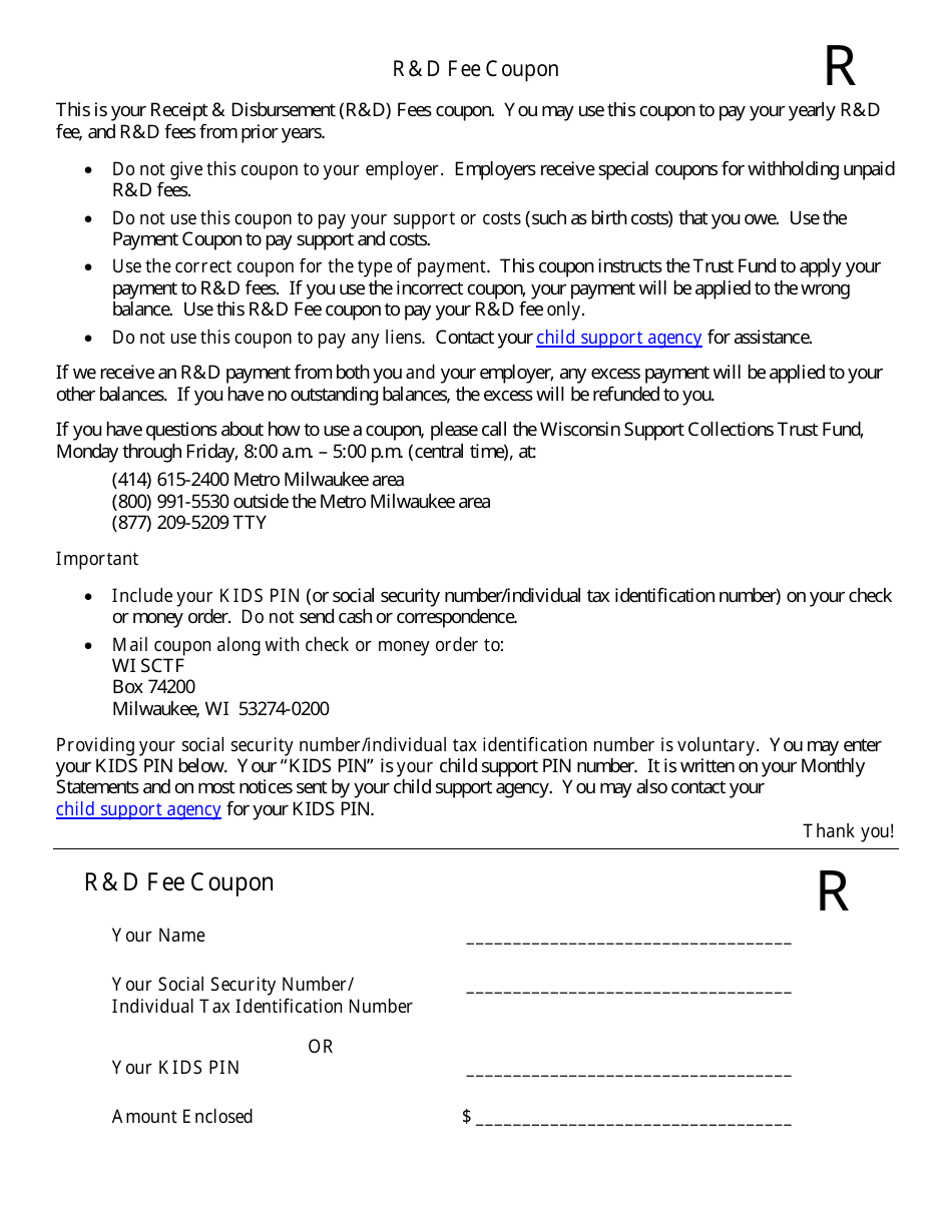 Wisconsin R&d Fee Coupon - Fill Out, Sign Online and Download PDF ...