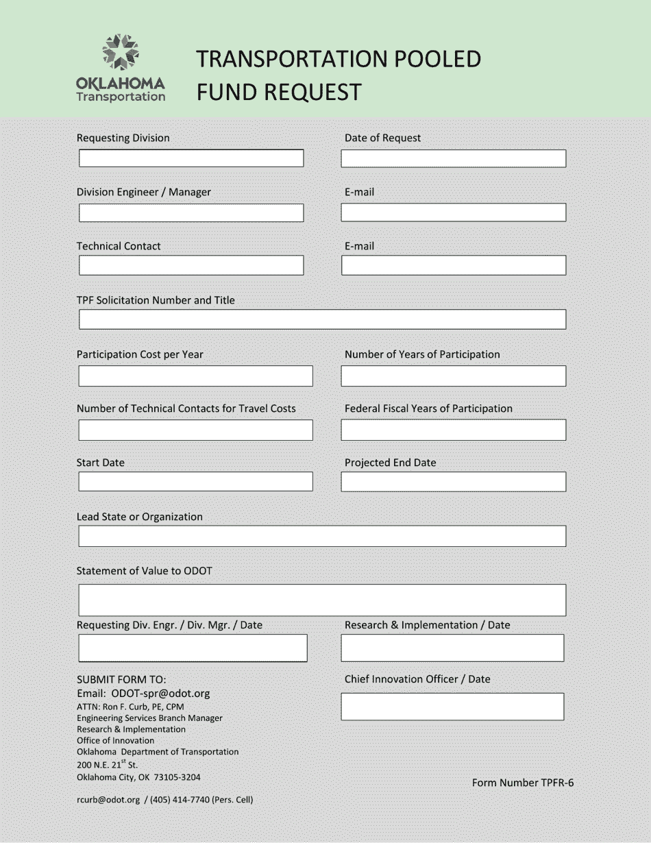Form TPFR-6 - Fill Out, Sign Online and Download Fillable PDF, Oklahoma | Templateroller