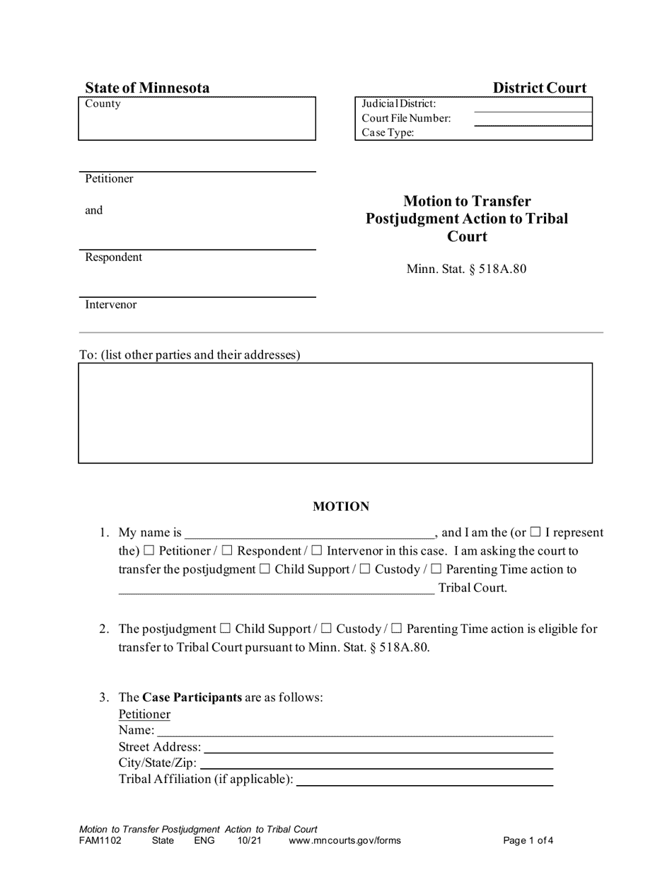 Form FAM1102 - Fill Out, Sign Online and Download Printable PDF ...