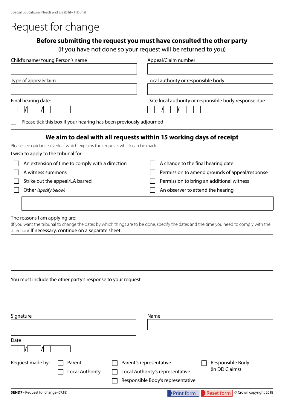 Form SEND7 - Fill Out, Sign Online and Download Fillable PDF, United ...