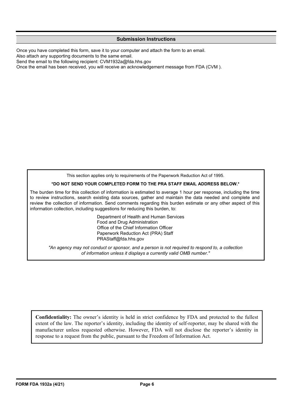 Form FDA1932A Download Fillable PDF or Fill Online Veterinary Adverse Drug Reaction, Lack of ...