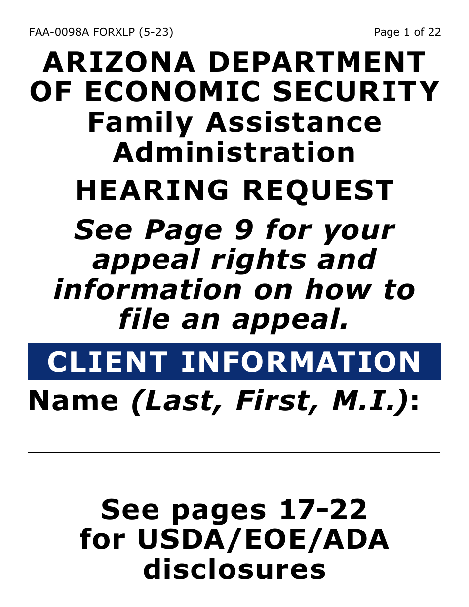 Form FAA-0098A-XLP - Fill Out, Sign Online and Download Fillable PDF ...