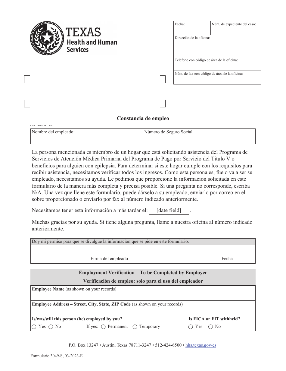 Formulario 3049-S Download Fillable PDF or Fill Online Constancia De ...