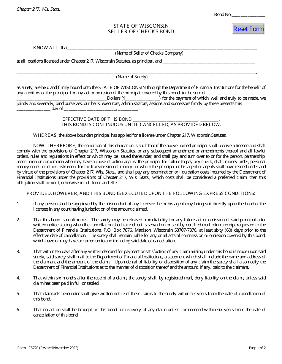 Form LFS720 - Fill Out, Sign Online and Download Fillable PDF ...