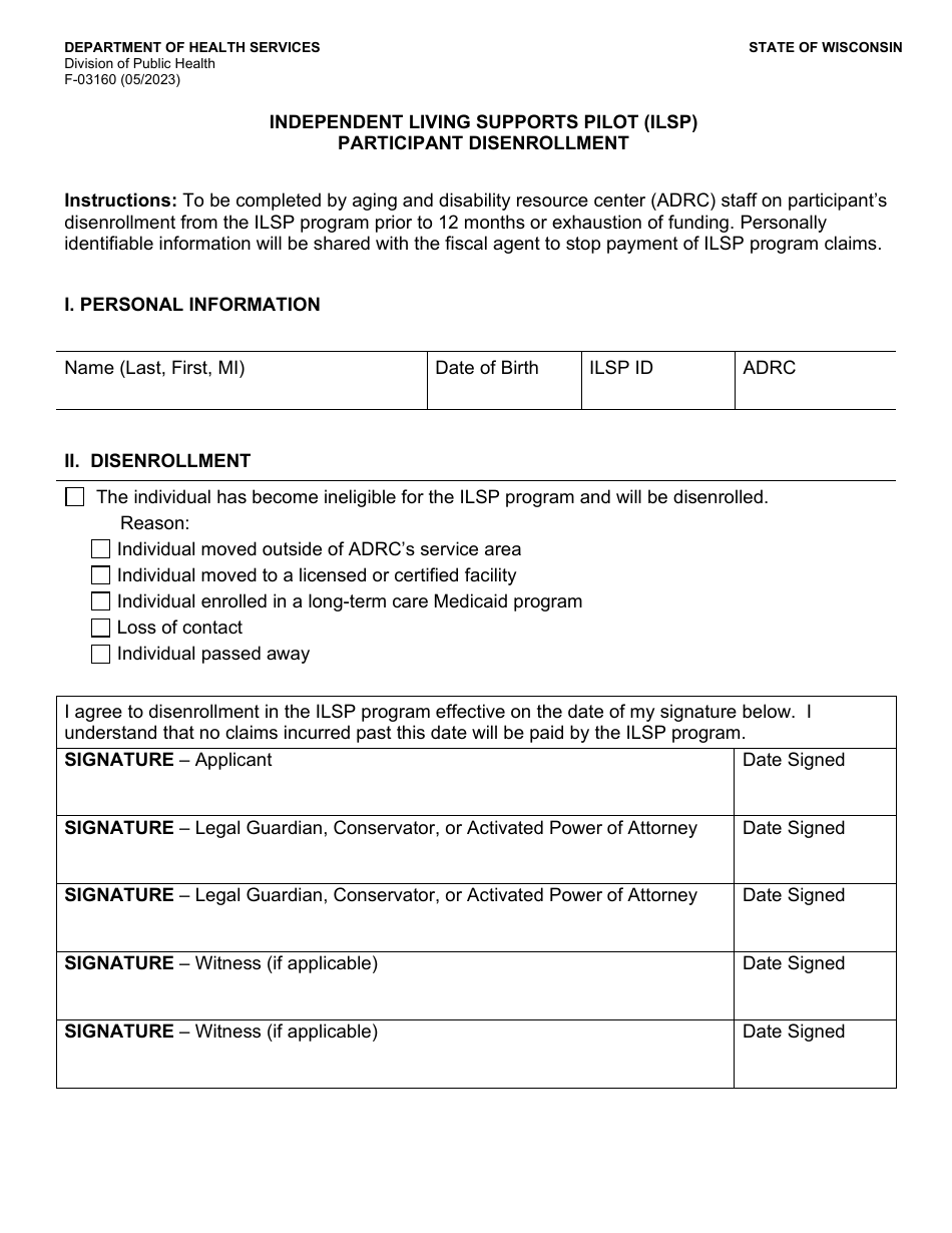Form F-03160 - Fill Out, Sign Online and Download Fillable PDF ...