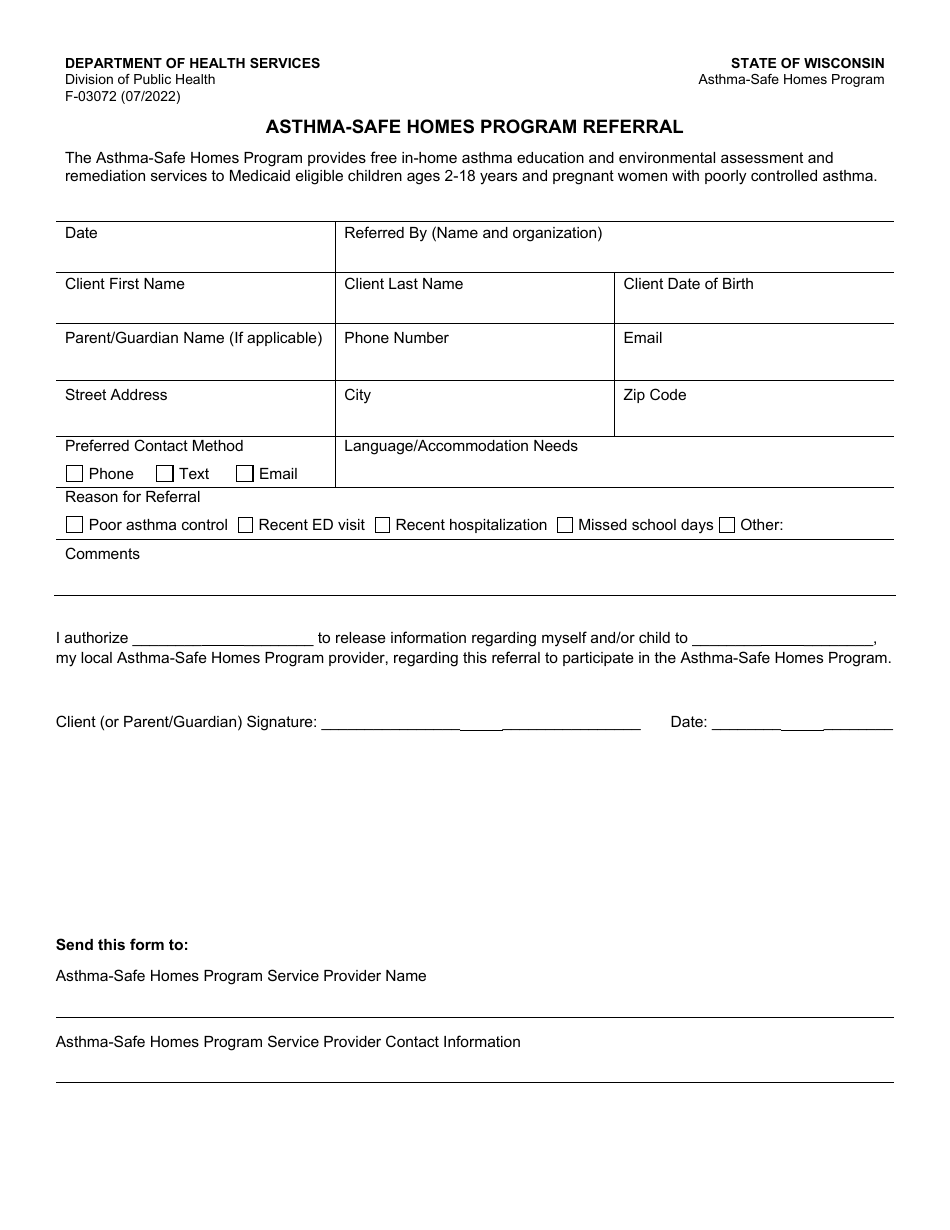 Form F-03072 - Fill Out, Sign Online and Download Fillable PDF ...