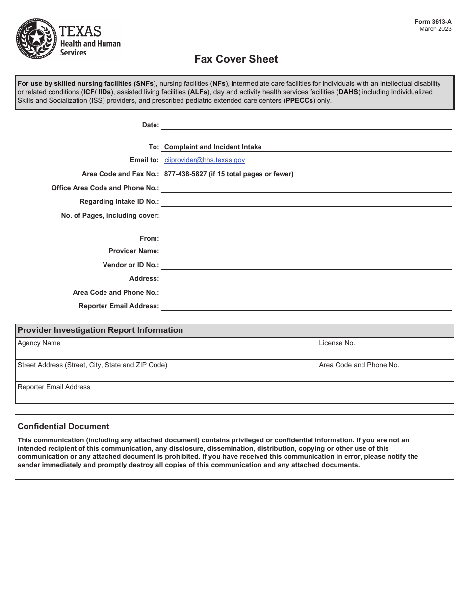 Form 3613-A Download Fillable PDF or Fill Online Snf, Nf, Icf/Iid, Alf ...