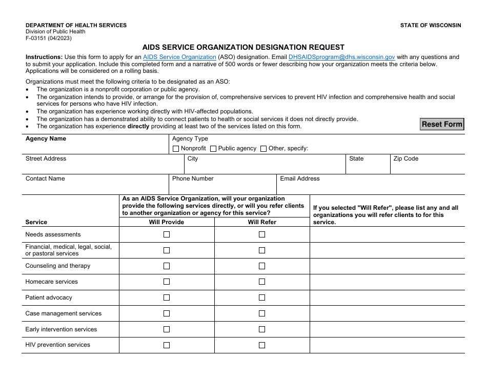 Form F-03151 - Fill Out, Sign Online and Download Fillable PDF ...