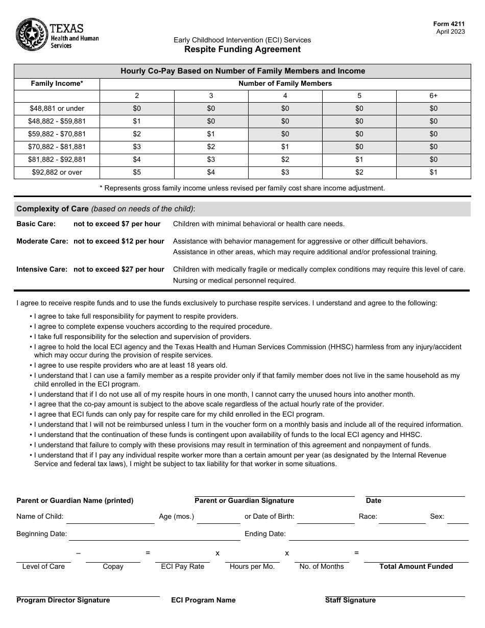 Form 4211 - Fill Out, Sign Online and Download Fillable PDF, Texas ...