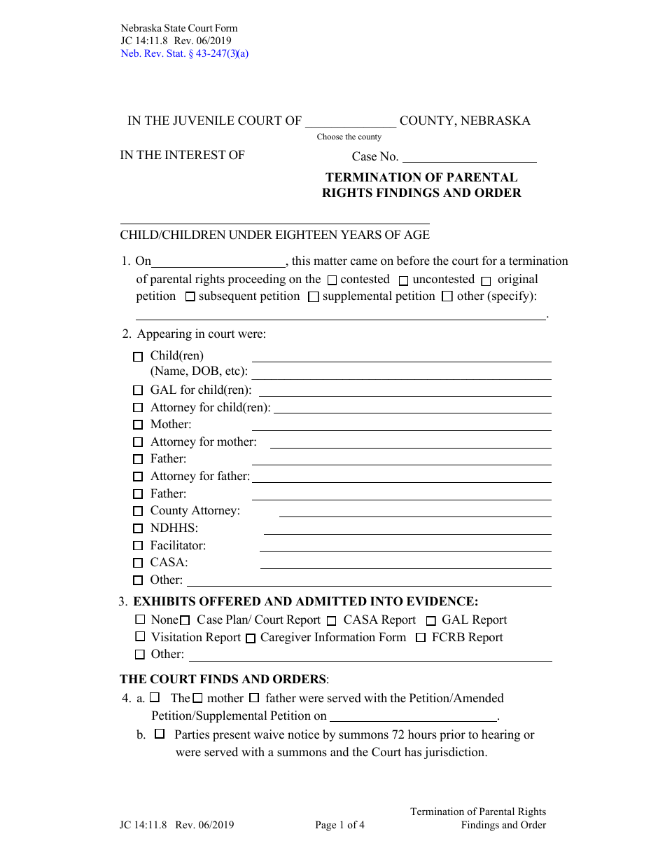 Form JC14:11.8 - Fill Out, Sign Online and Download Fillable PDF, Nebraska | Templateroller