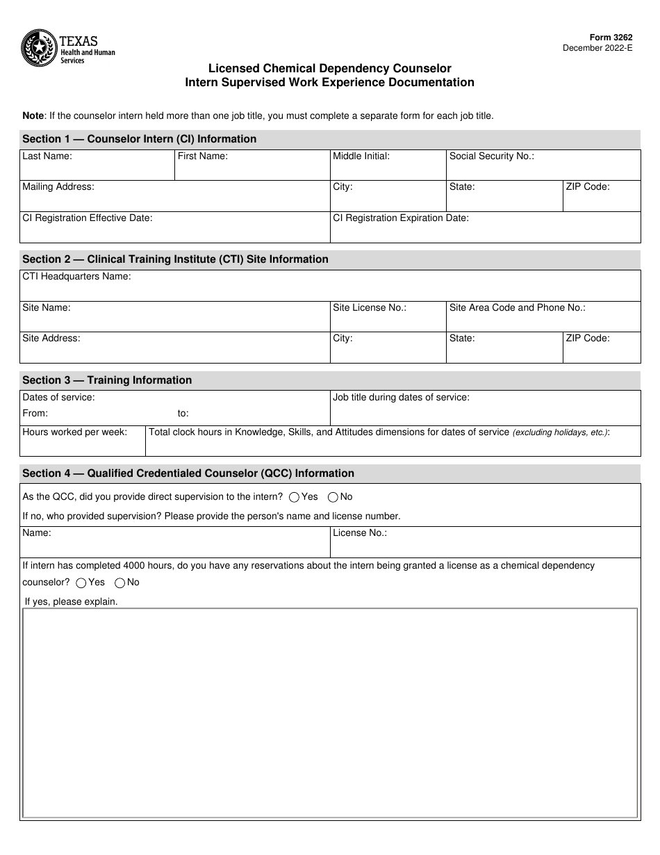 Form 3262 - Fill Out, Sign Online and Download Fillable PDF, Texas | Templateroller