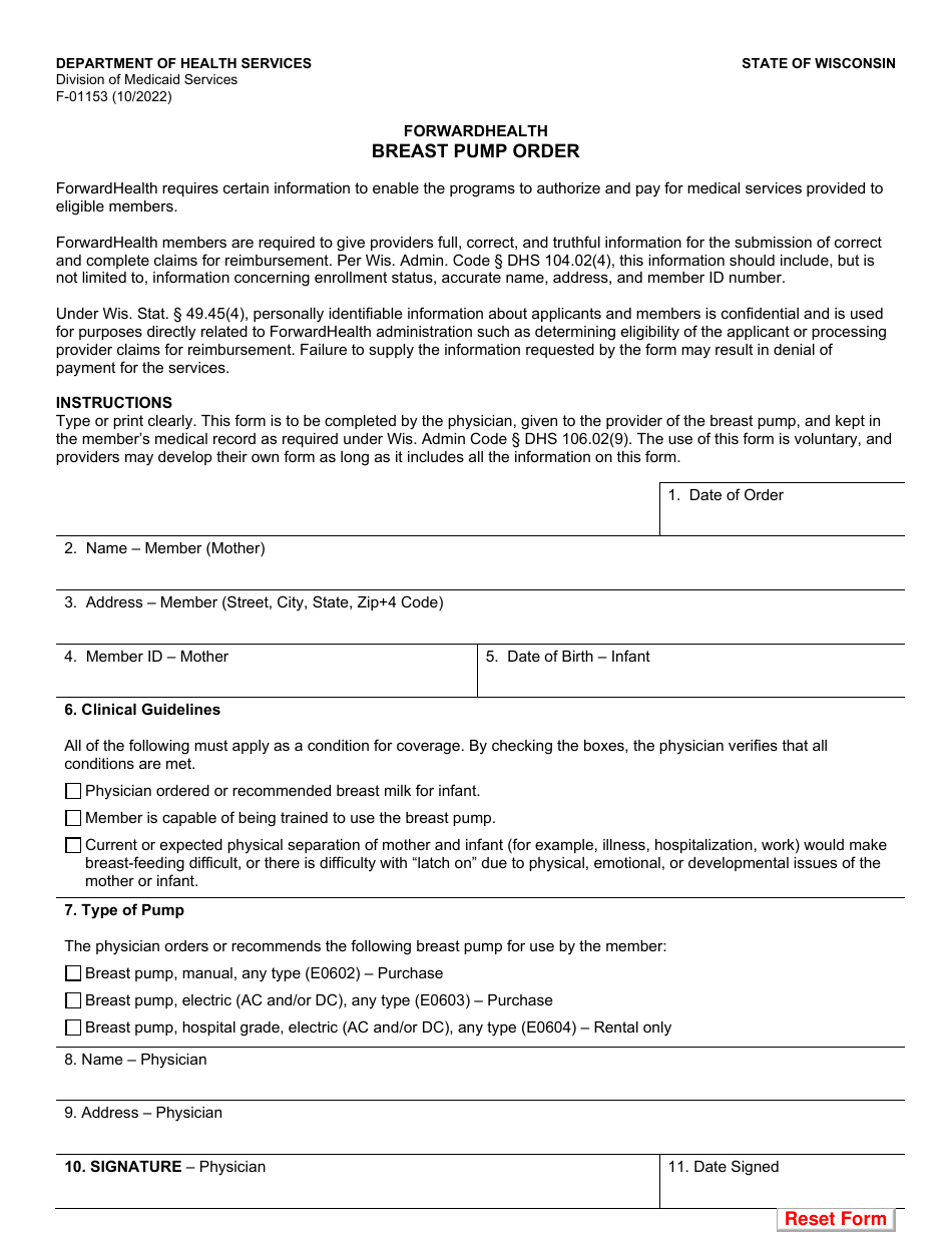 Form F-01153 - Fill Out, Sign Online and Download Fillable PDF ...