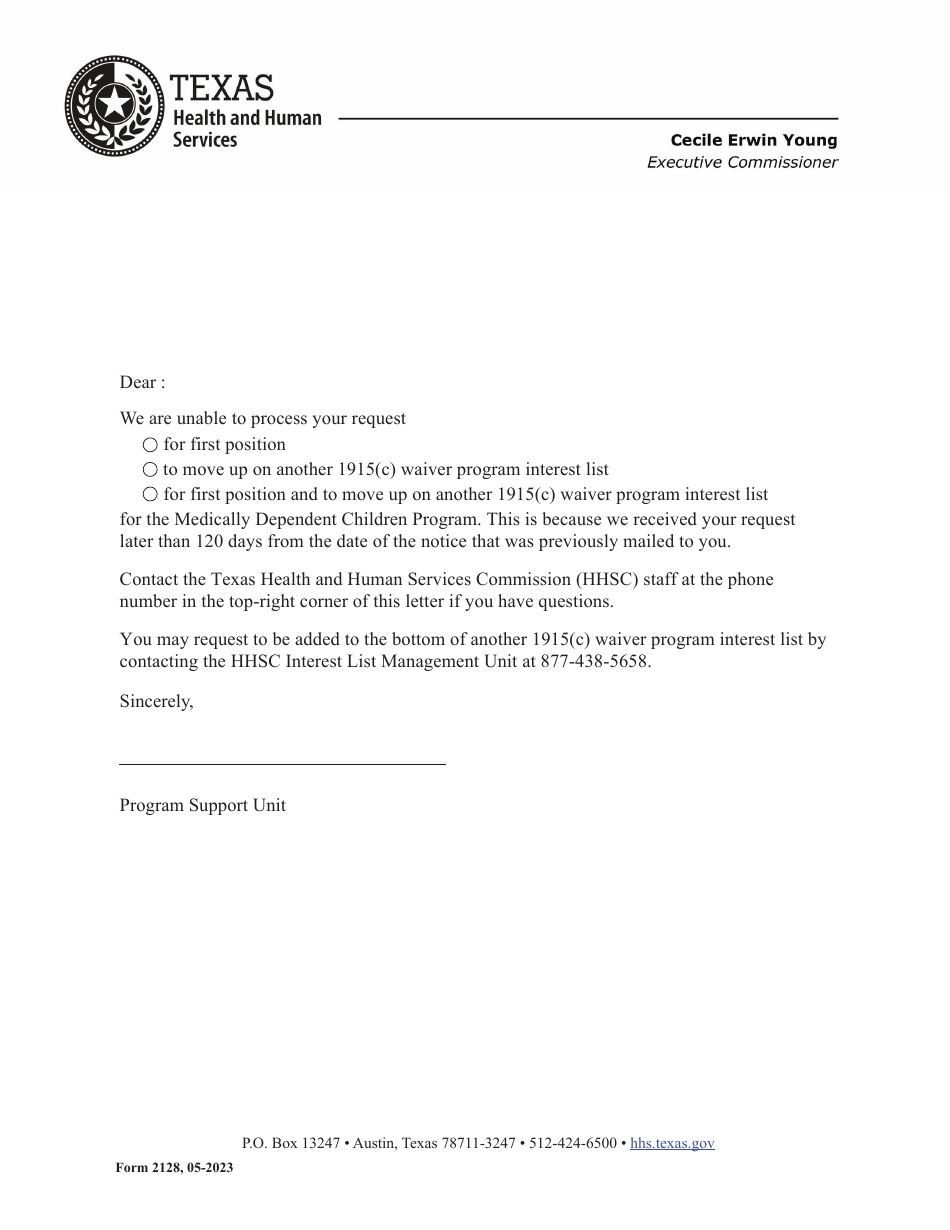 Form 2128 - Fill Out, Sign Online and Download Fillable PDF, Texas ...