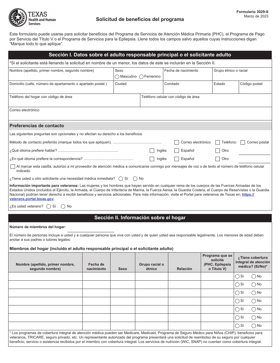 Form 3029-S - Fill Out, Sign Online and Download Fillable PDF, Texas ...