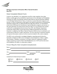 Michigan State Complaint Model Form Download Fillable PDF 2021 — 2025 ...