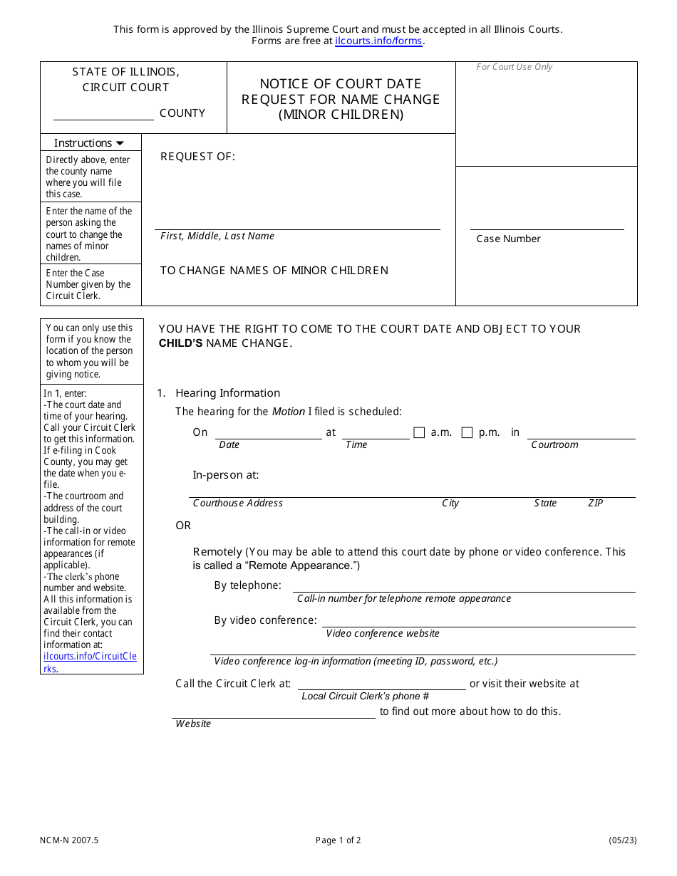 Form NCM-N2007.5 - Fill Out, Sign Online and Download Fillable PDF ...