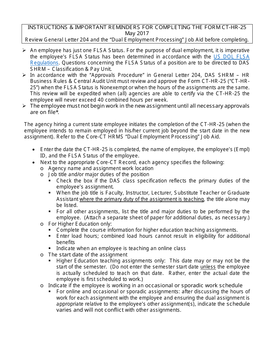 Form CT-HR-25 - Fill Out, Sign Online and Download Fillable PDF ...