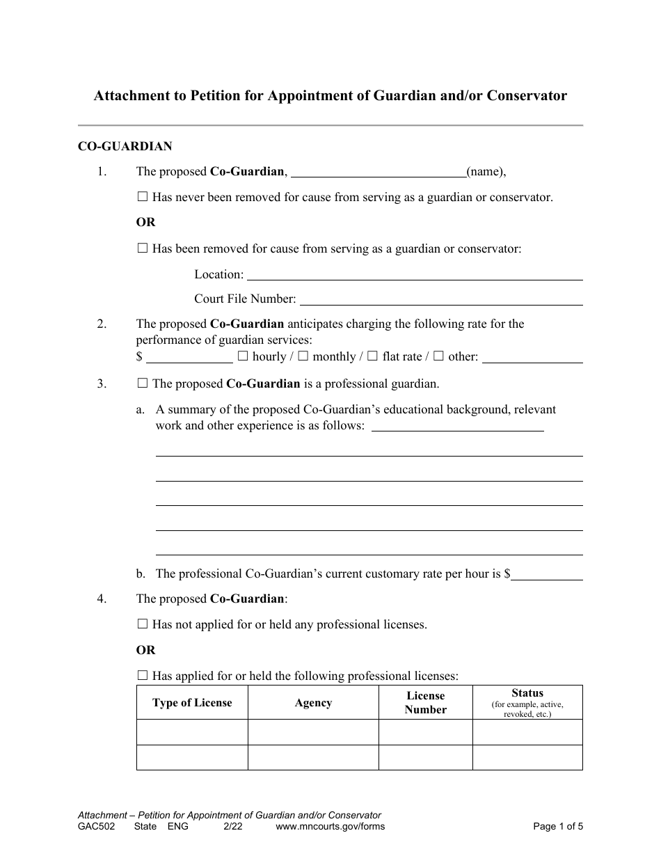 Form GAC502 - Fill Out, Sign Online and Download Printable PDF ...