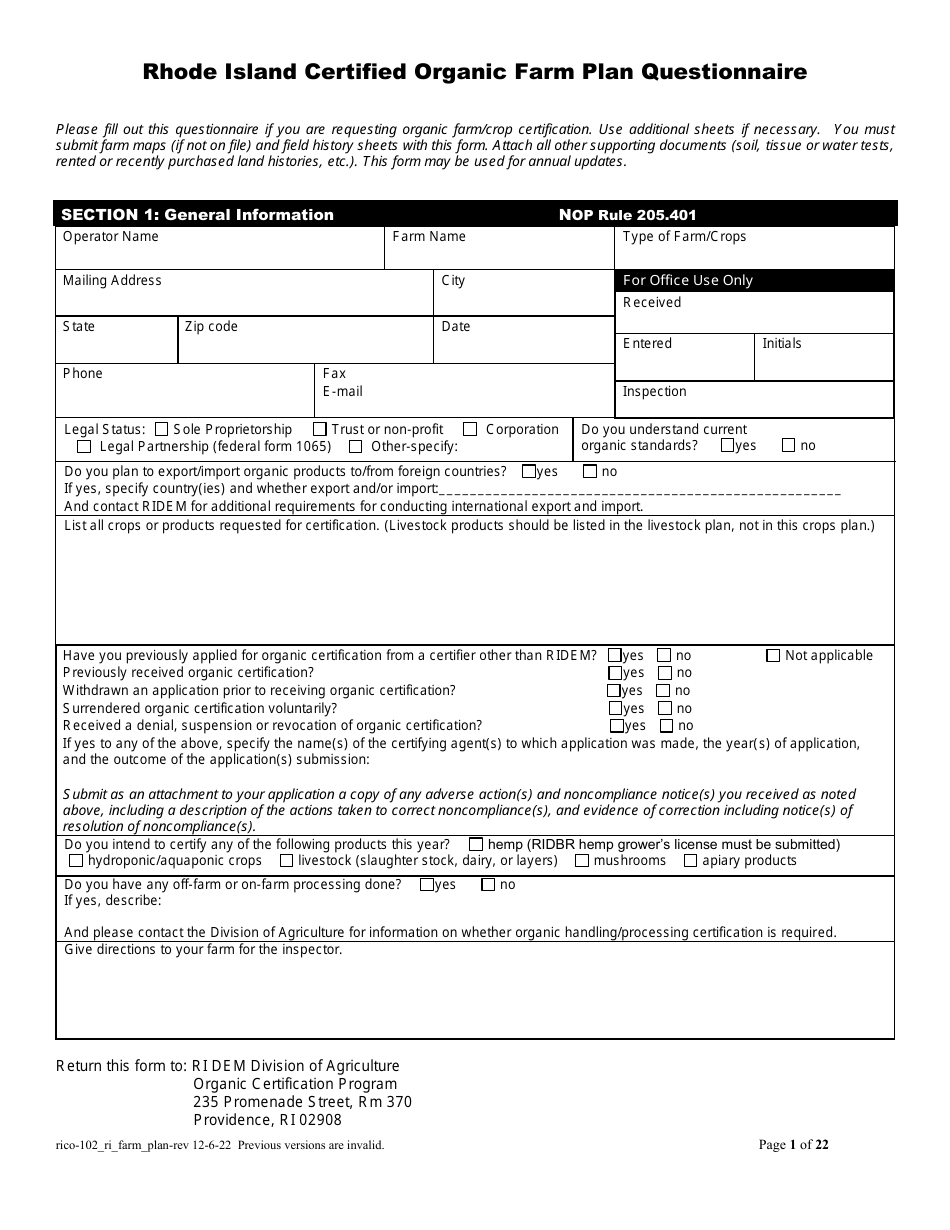 RICO Form 102 - Fill Out, Sign Online and Download Printable PDF, Rhode ...