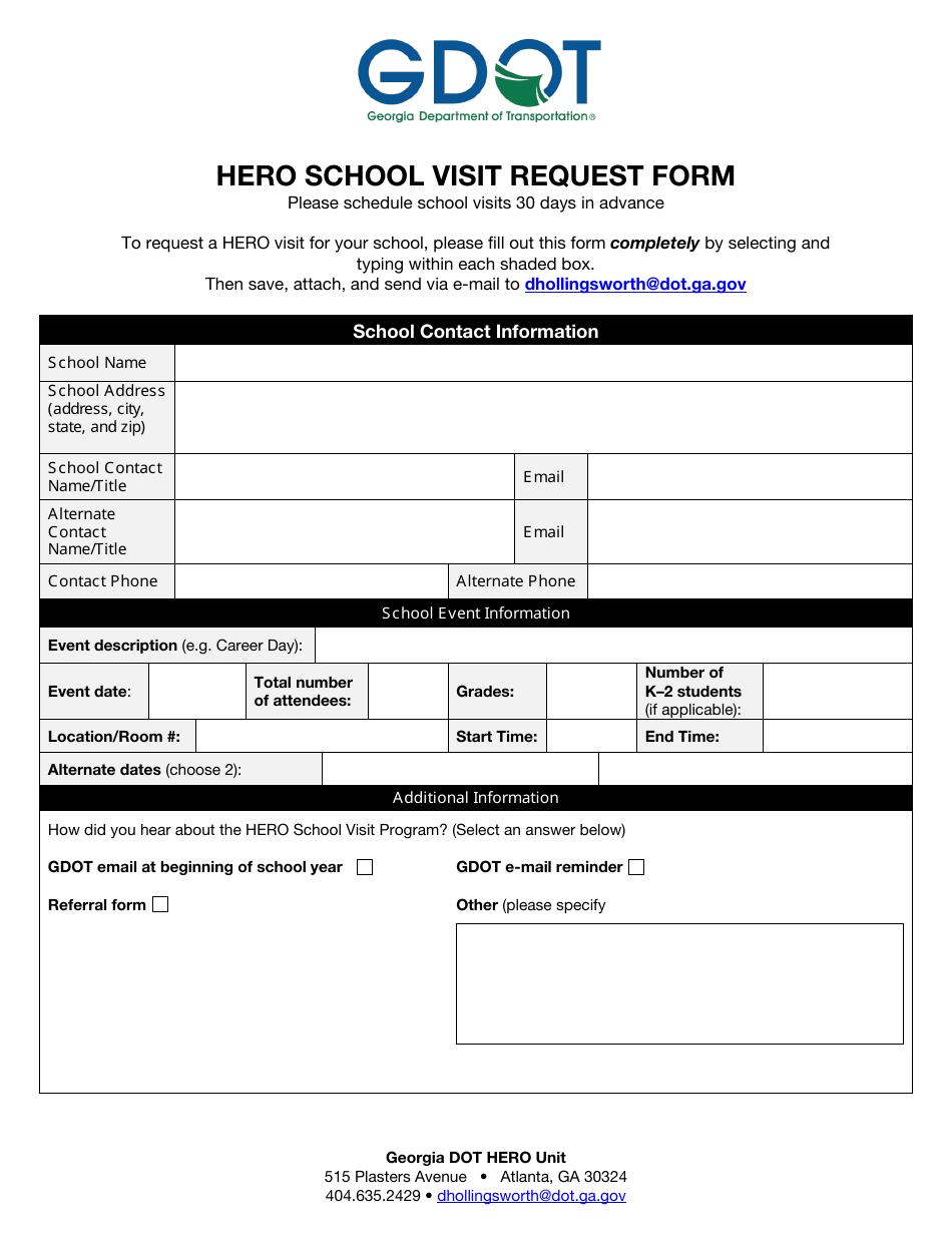 Georgia (United States) Hero School Visit Request Form - Fill Out, Sign ...