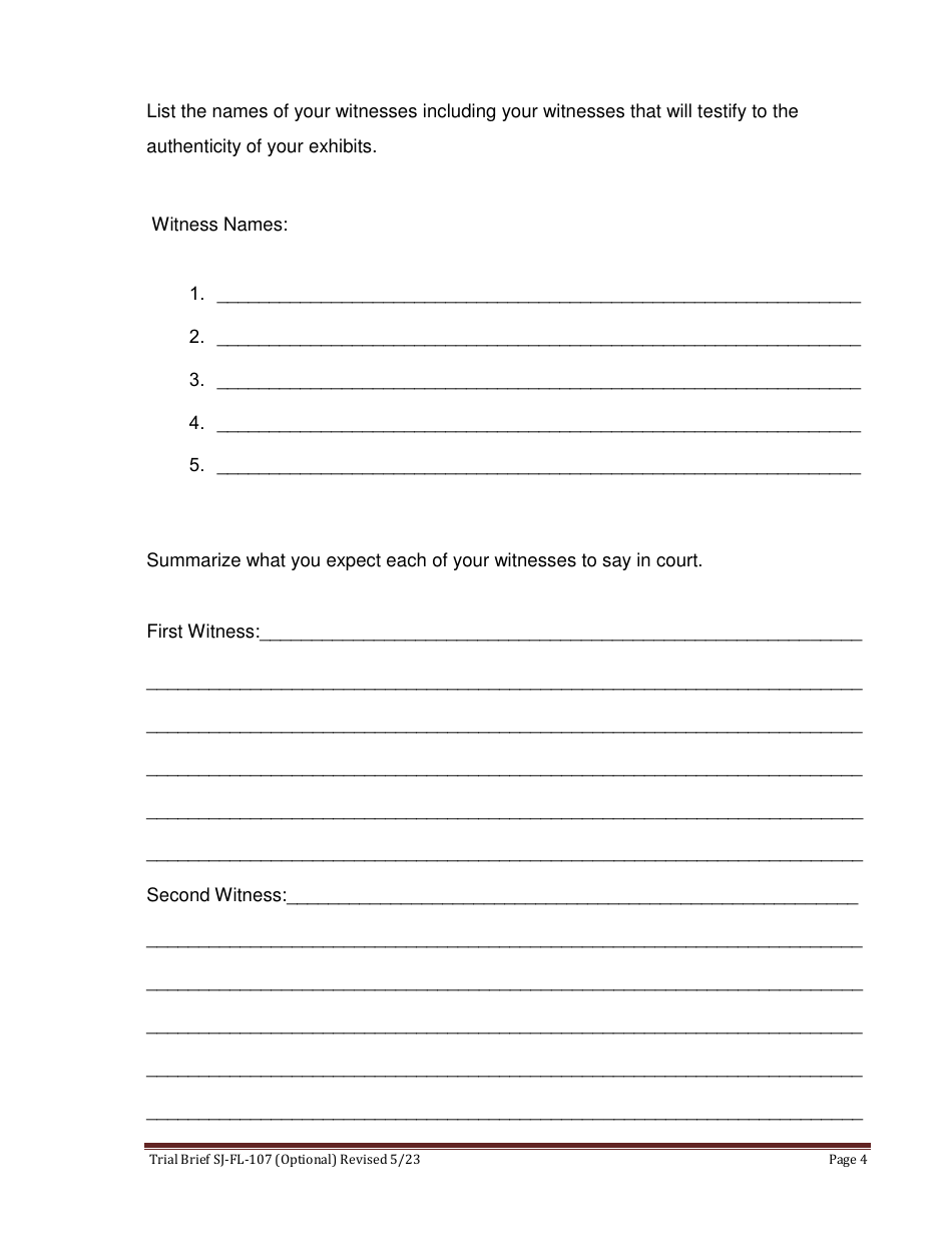 Form SJ-FL-107 - Fill Out, Sign Online and Download Fillable PDF ...