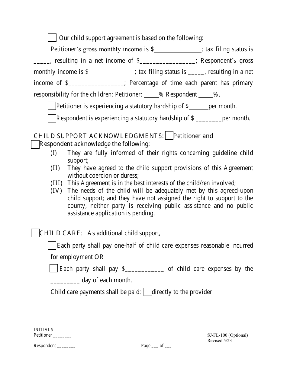 Form SJ-FL-100 - Fill Out, Sign Online and Download Fillable PDF ...