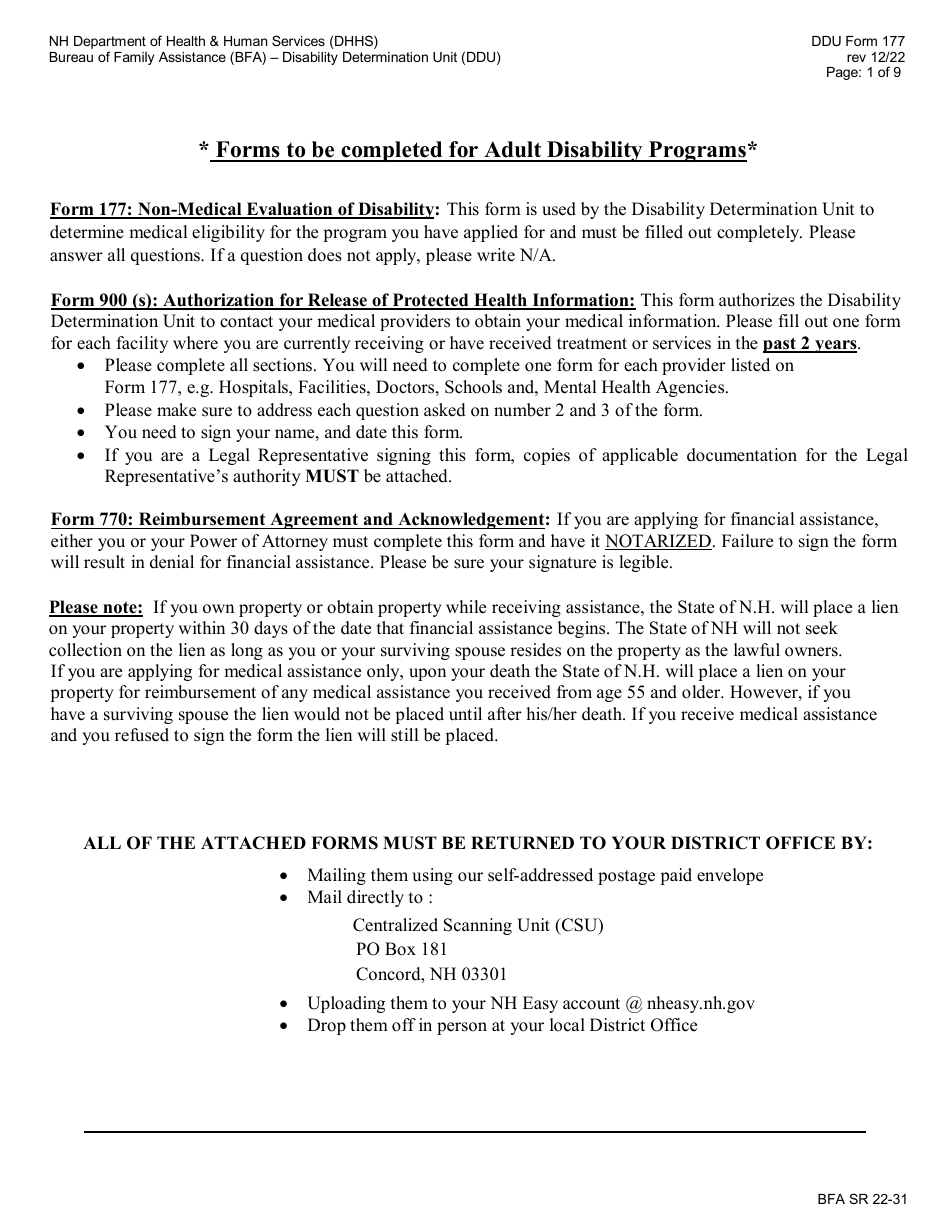 DDU Form 177 Download Printable PDF or Fill Online Non-medical ...