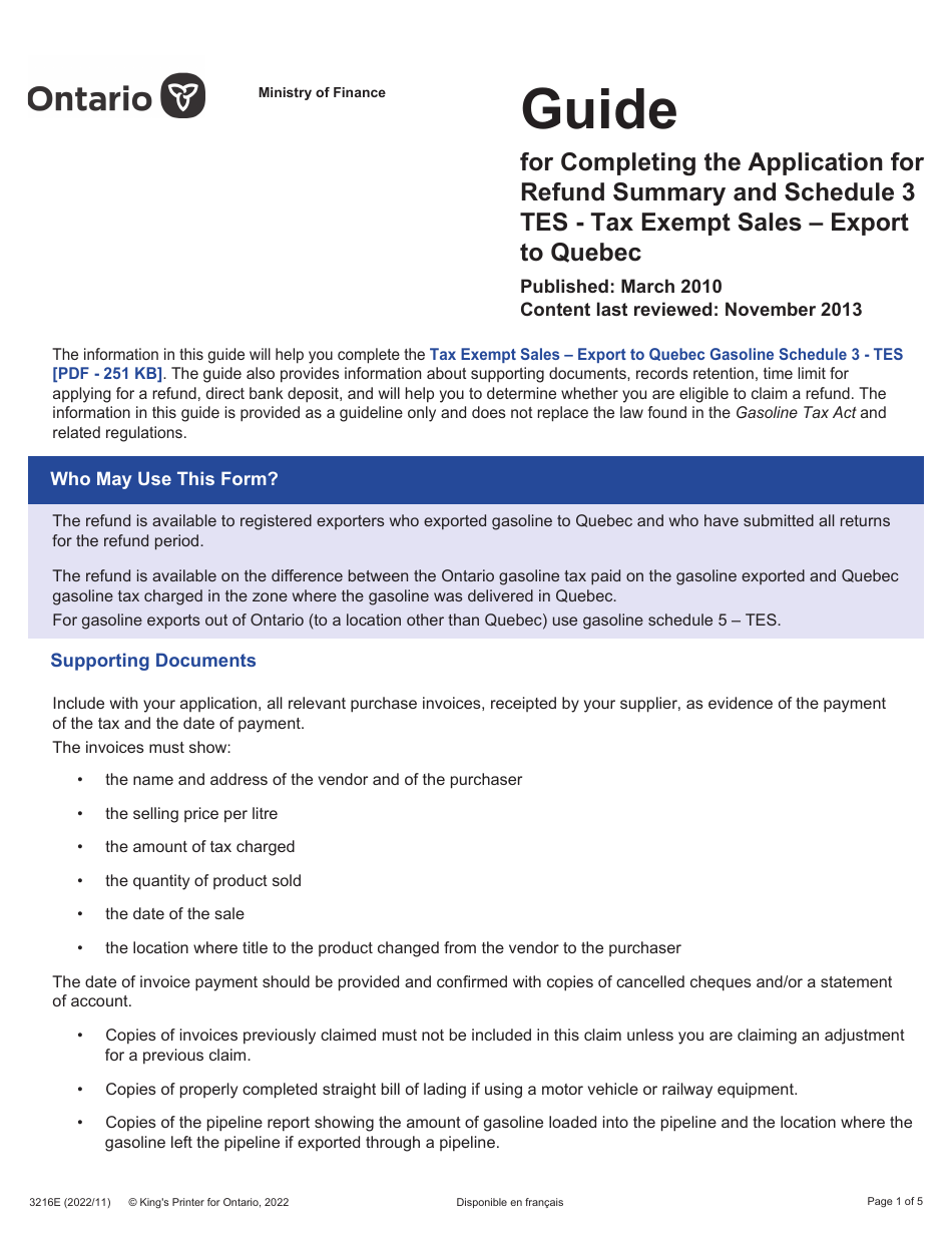 Form 3216E - Fill Out, Sign Online and Download Printable PDF, Ontario ...