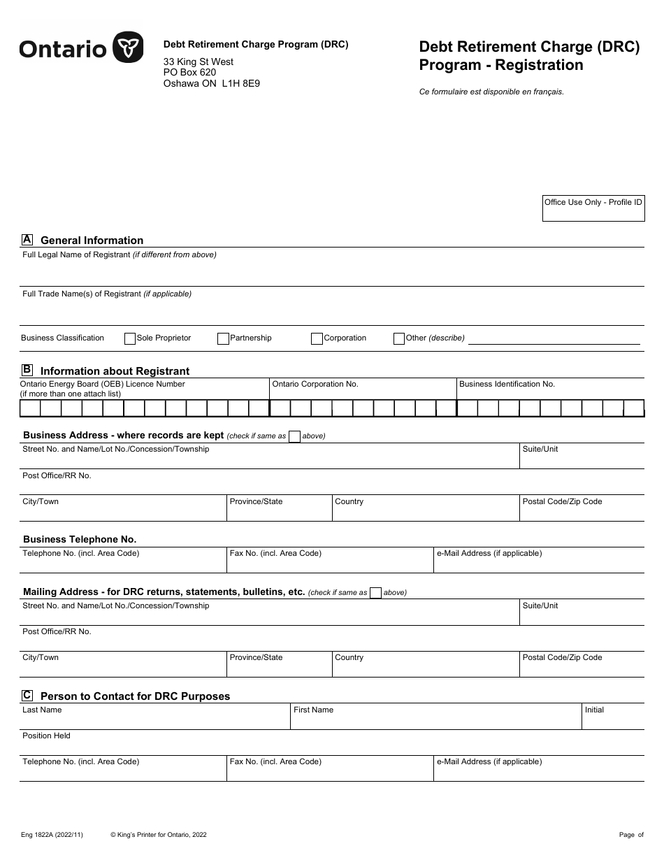 Form 1822A - Fill Out, Sign Online and Download Fillable PDF, Ontario ...
