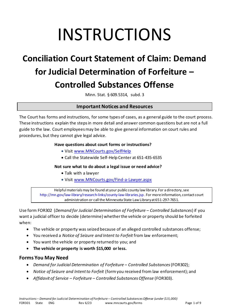 Form FOR301 Download Printable PDF or Fill Online Instructions ...