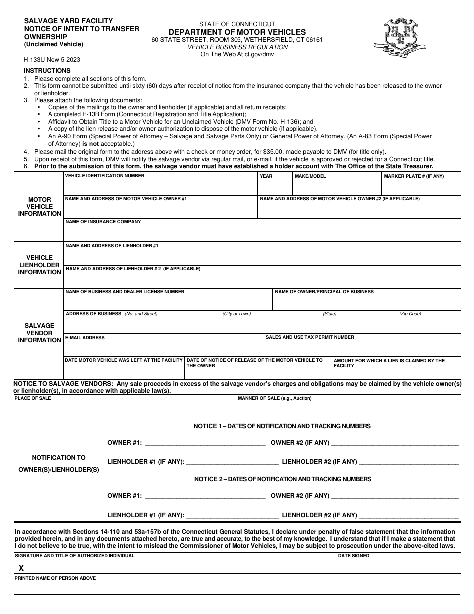 Form H-133U - Fill Out, Sign Online and Download Fillable PDF ...